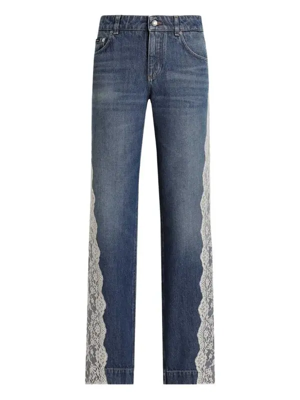 Dolce & Gabbana Lace Detail Jeans - Blue