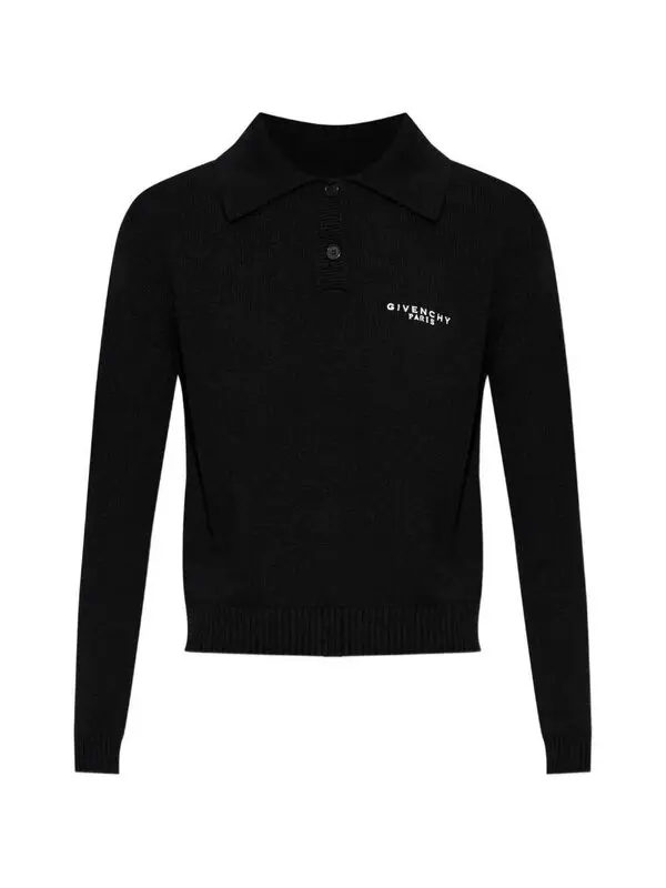 Givenchy Embroidered Wool-cashmere Polo Shirt - Black