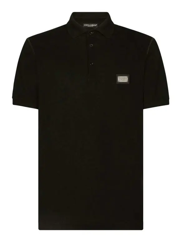 Dolce & Gabbana Polo Shirt With Applique - Black