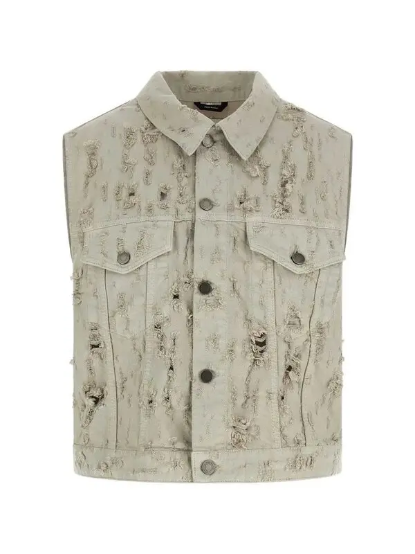 HAIKURE Ryder Distressed Denim Vest - Grey