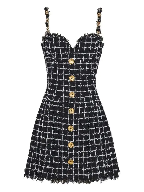 Balmain Tweed Dress With Chain