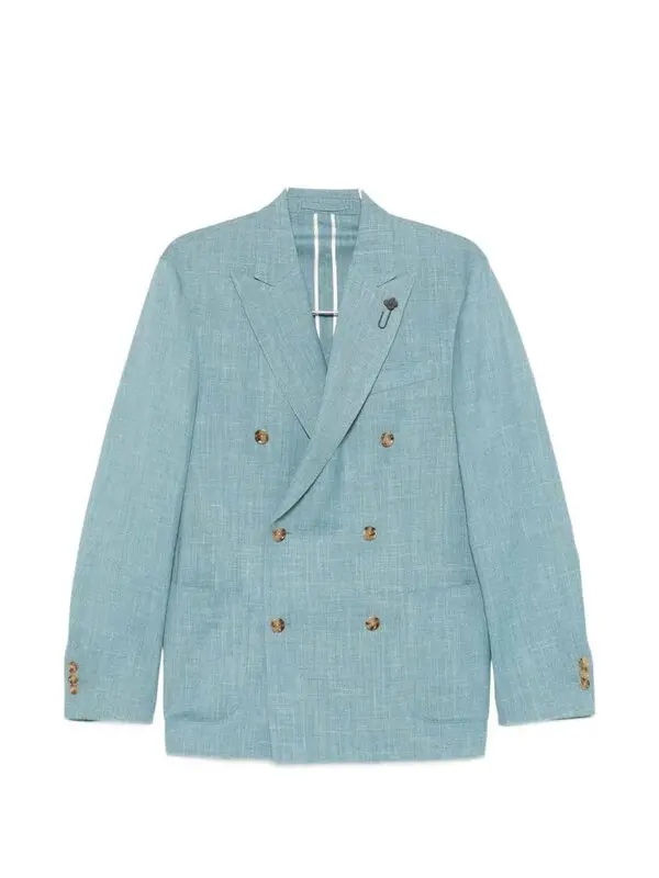 Balmain Double-breasted Wool Blazer - Blue