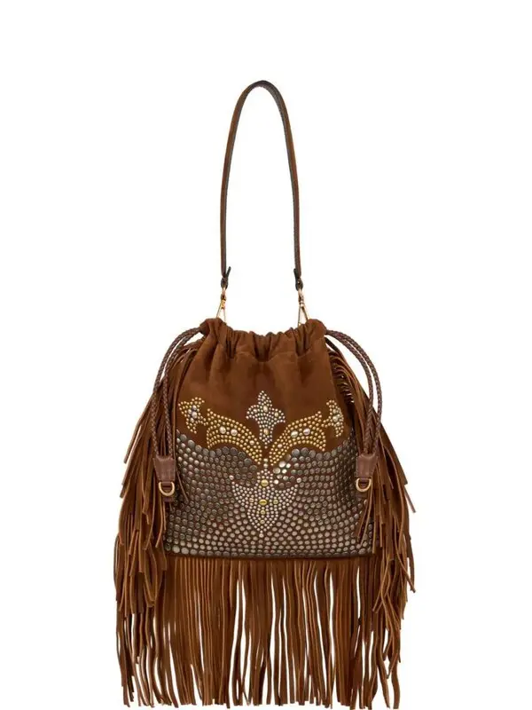 Etro Kalispera Medium Studded And Fringed Tote Bag - Brown