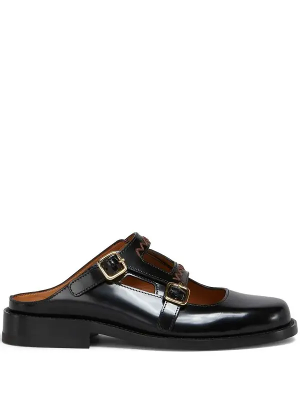 Marni Buckle Mules - Black