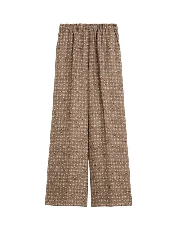 Max Mara Printed Silk Pants Mud