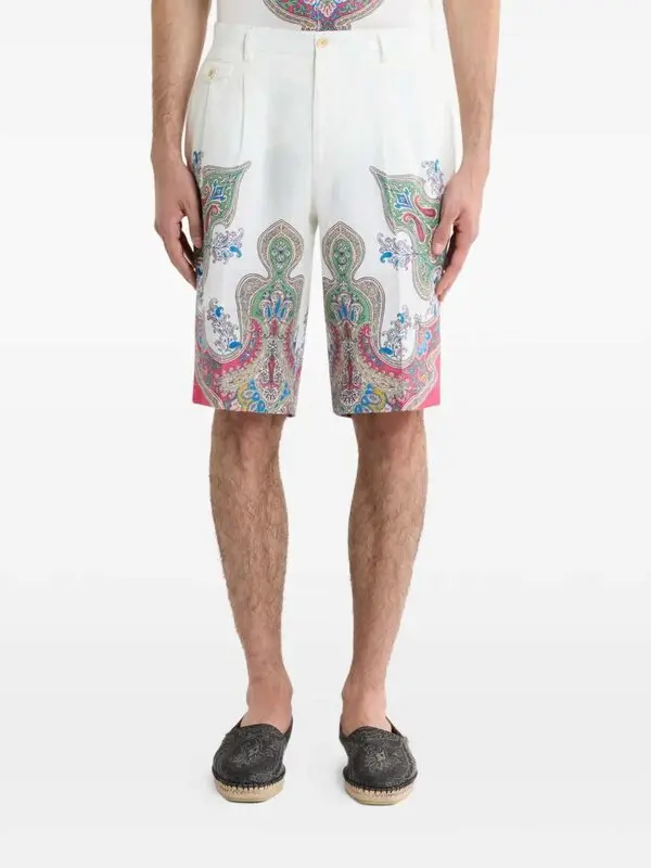 Etro Paisley Print Shorts - White