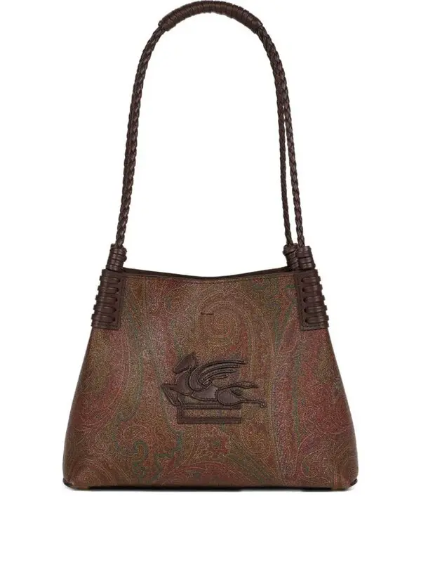Etro Arnica Libra Small Tote Bag With Paisley Print - Brown