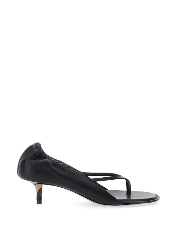 Jacquemus Gathered Leather Sandals - Black