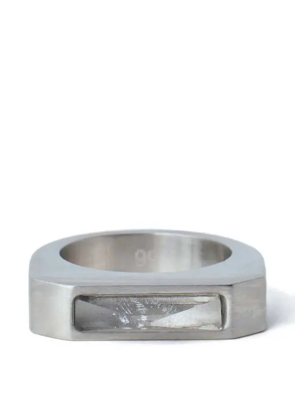 Rick Owens Brushed Rectangular Ring - Metallic