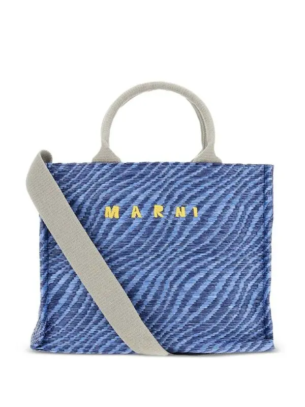 Marni Small Tote Bag With Logo - Blue