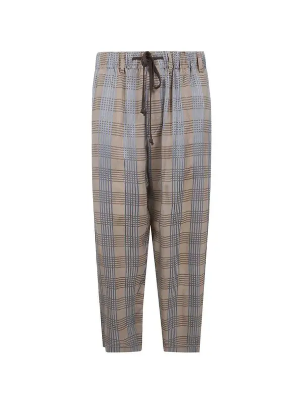 UMA WANG Tartan Drawstring Trousers - Blue