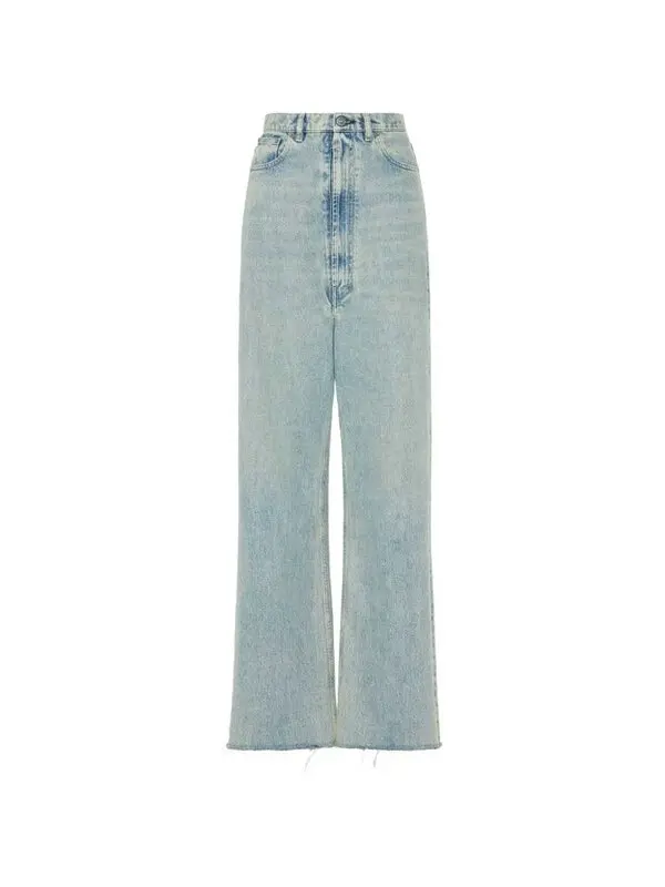 MAISON MARGIELA Jacquemus Light Beige Wide-leg Jeans With Pleats - Blue