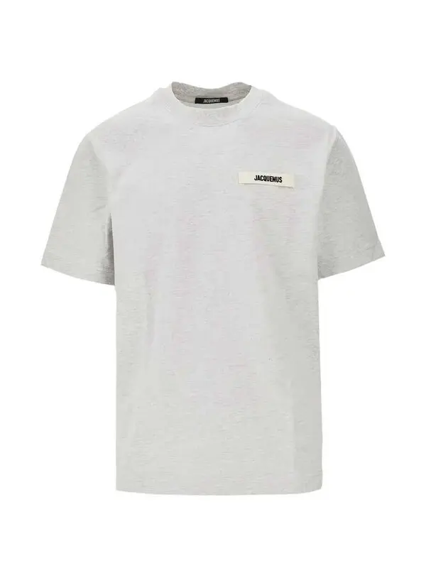 Jacquemus T-shirt With Grosgrain Logo Appliqu - Grey