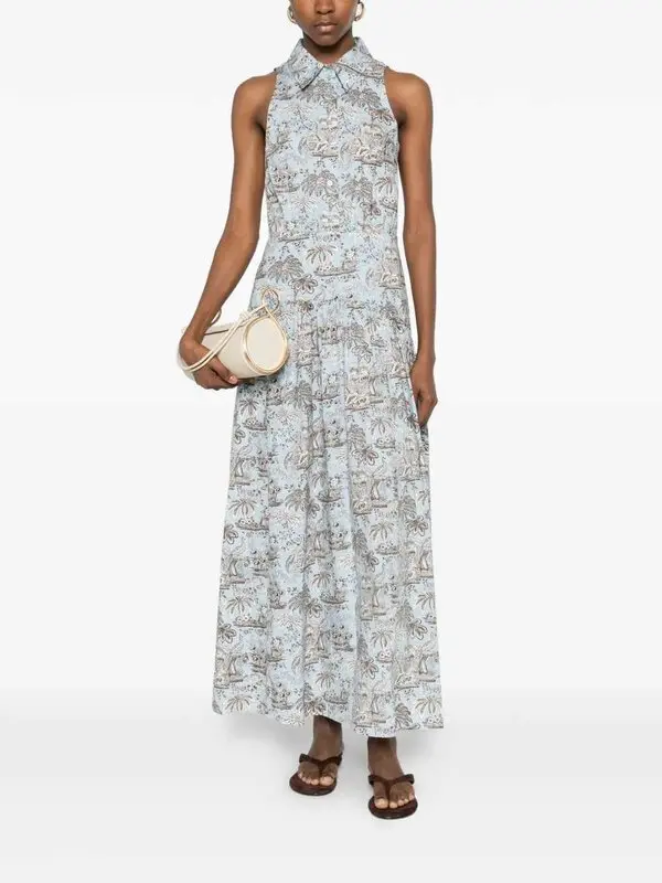 Staud Romy Long Dress With Polo Collar