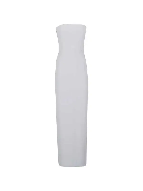Norma Kamali Long Strapless Silk Dress - Grey