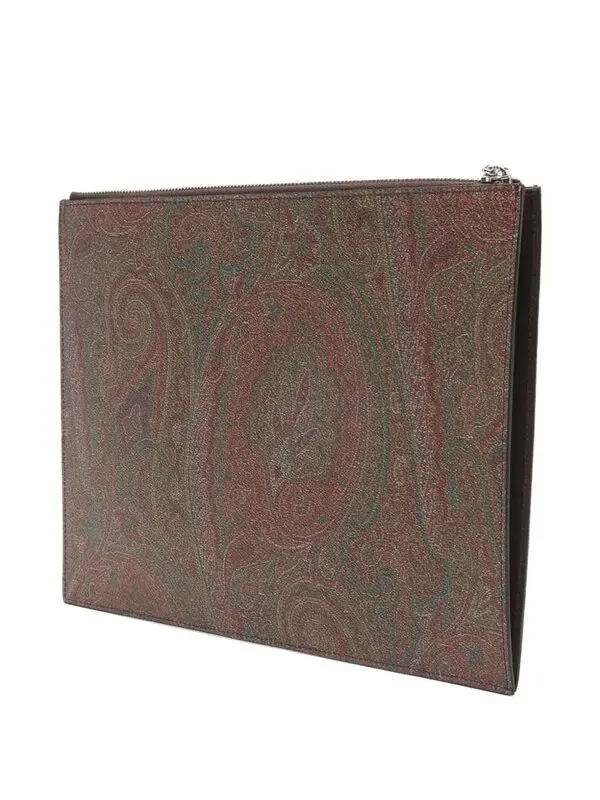 Etro Clutch Bag With Embroidered Logo And Paisley Print