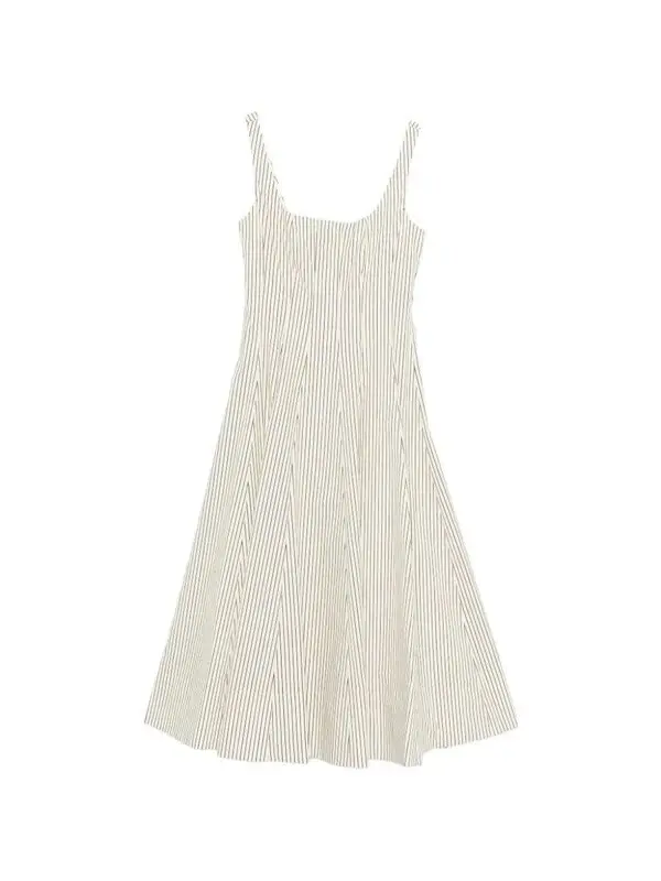 Staud Striped Midi Dress - White
