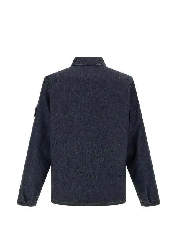 Brunello Cucinelli Sartorio Napoli Denim Jacket With Leather Collar - Blue