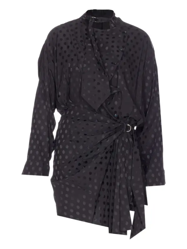 MARANT Dries Van Noten Polka Dot Cape Dress - Black