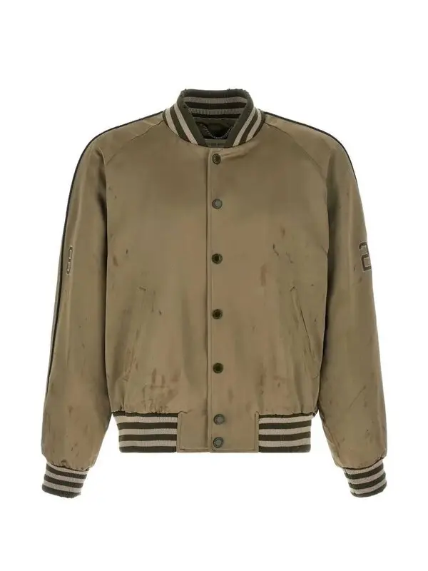 GOLDEN GOOSE Ourney Panfilo Bomber Jacket With Satin Knit Details - Green