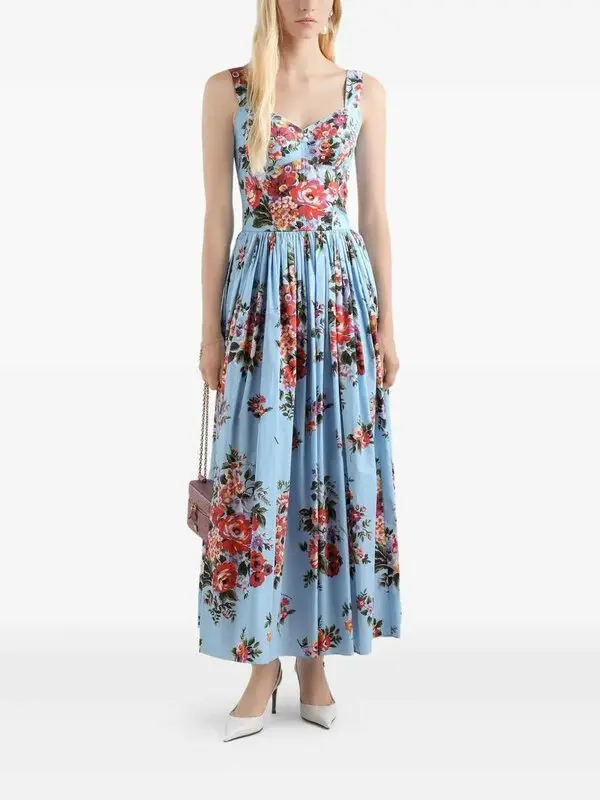 Dolce & Gabbana Long Floral Dress - Blue