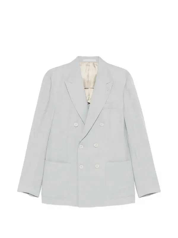 Eleventy Double-breasted Linen Suit - Blue