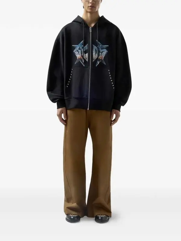 Gcds Graphic Print Zip-up Hooded Sweatshirt