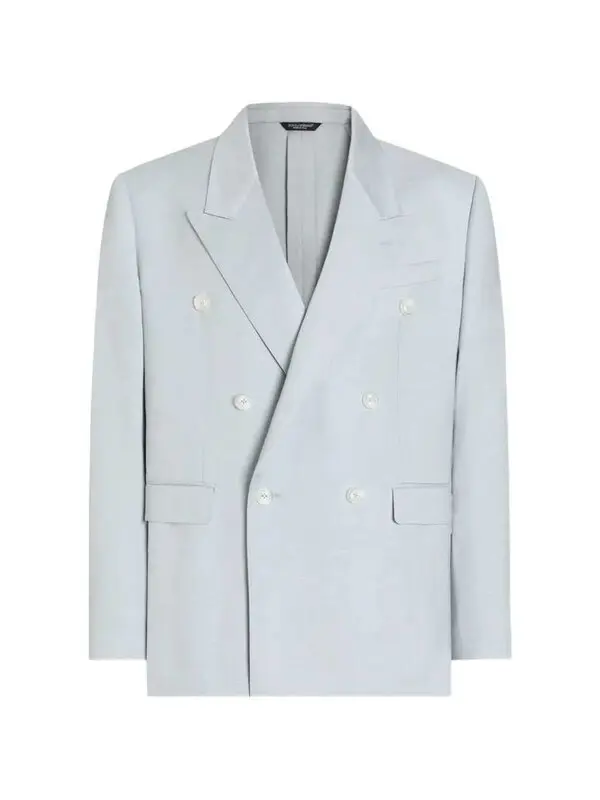 Dolce & Gabbana Double-breasted Viscose Shantung Jacket - Blue