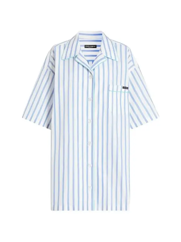 Dolce & Gabbana Striped Shirt With Chest Pocket - Blue