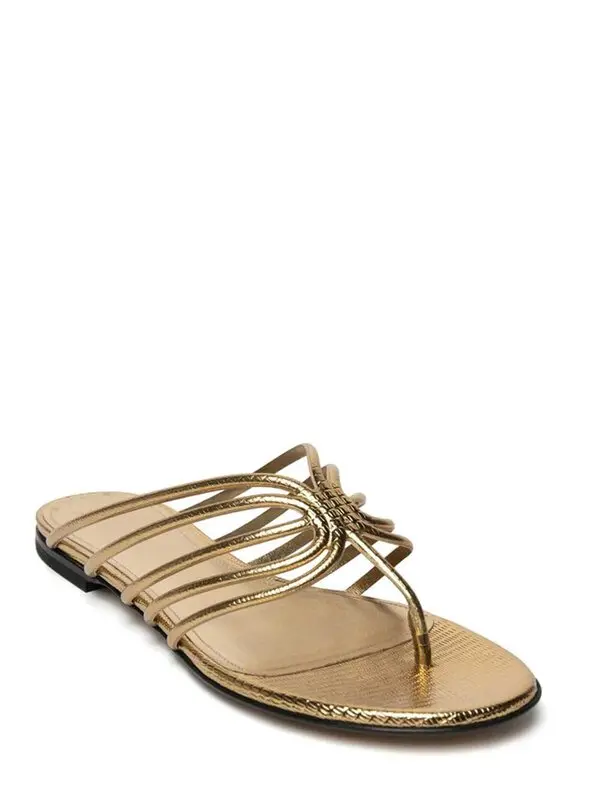 ALEVI MILANO Flat Flip-flop Sandal With Thin Lizard-print Leather Straps