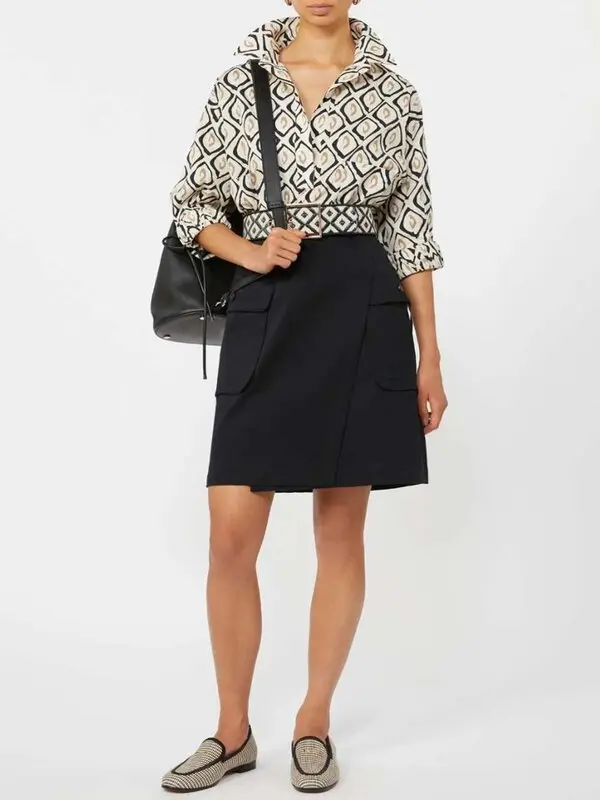 Max Mara Oversized Printed Poplin Shirt Beige
