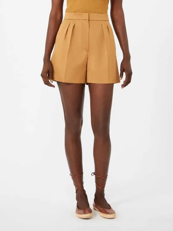Max Mara Stretch Cotton Satin Shorts Earth