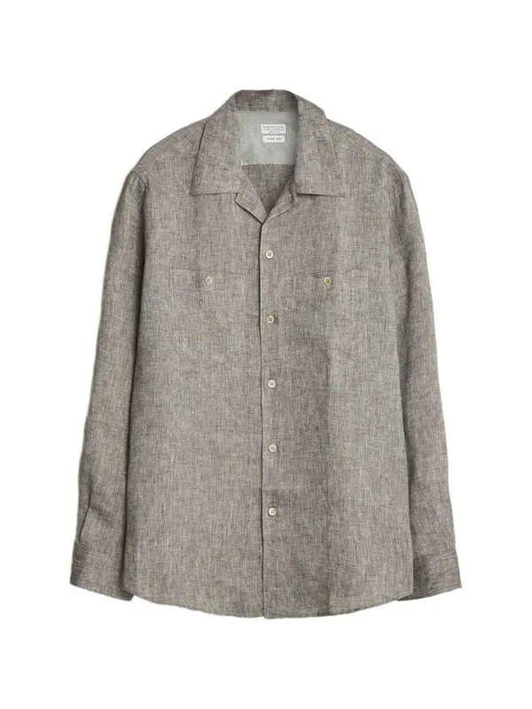 Brunello Cucinelli Button-down Shirt With A Melange Effect