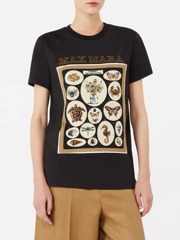 Max Mara Cotton Jersey T-shirt With Printed Motif