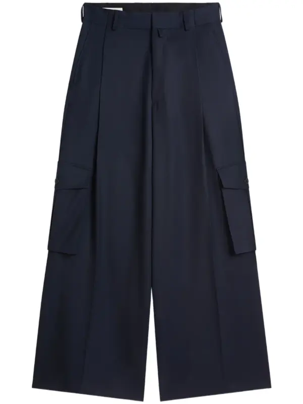 Dries Van Noten Piers Tris Wide-leg Wool Trousers - Blue