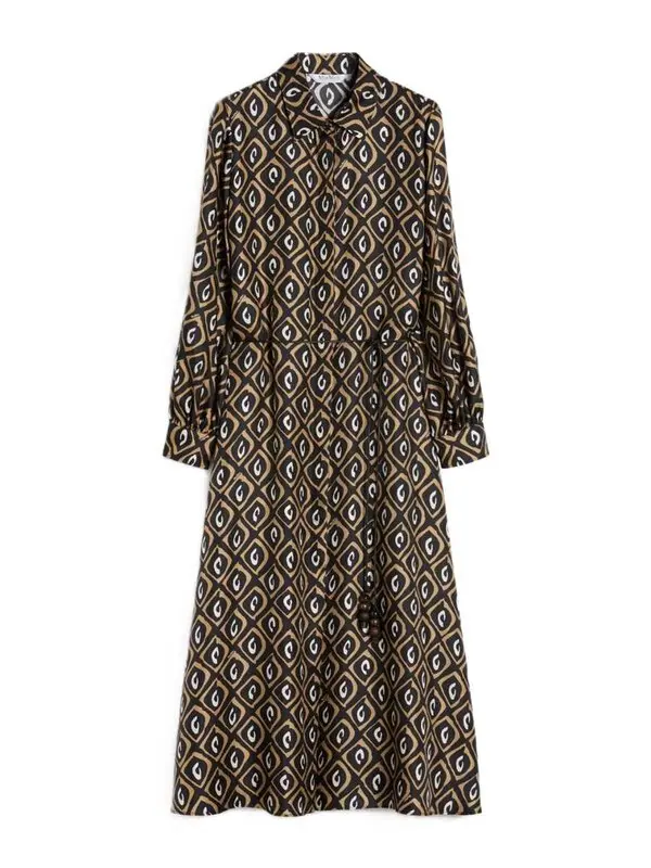 Max Mara Printed Silk Twill Shirt Dress - Black