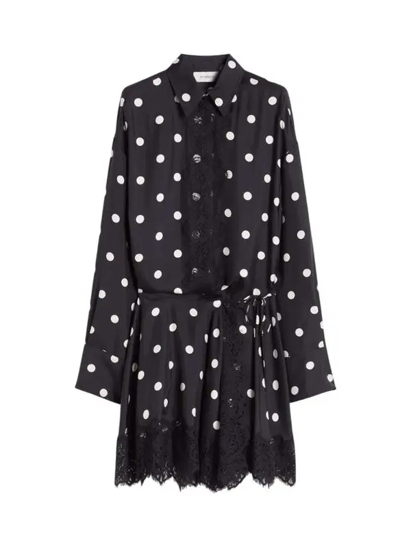 Sportmax Short Dress With Lace - Black