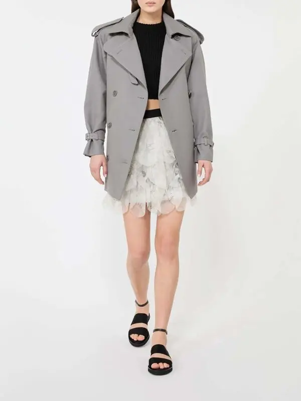 Max Mara Short Skirt With Printed Organza Petals - Grey