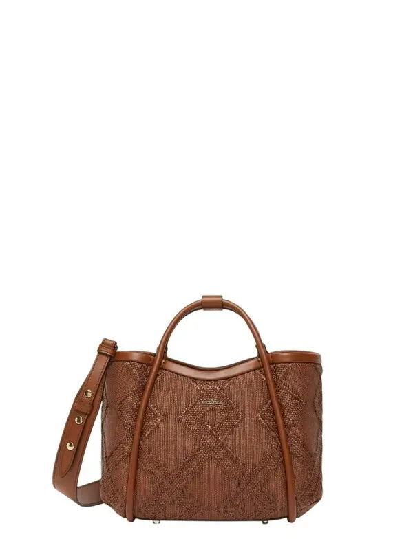 Max Mara Extra-small Marine Bag In Diamond-patterned Wicker Amber Br
