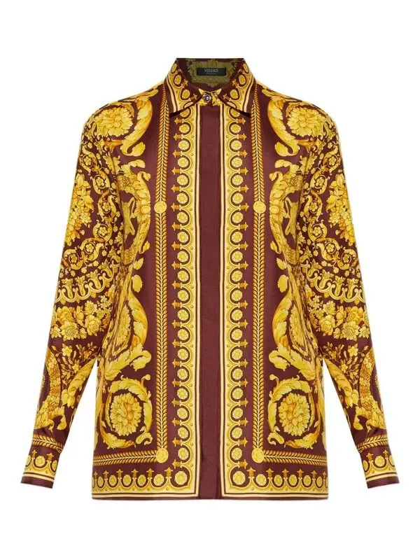 Versace Floral Silk Blouse - Red