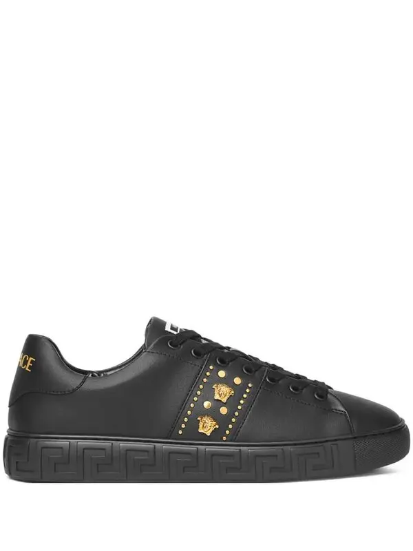 Versace Greca Sneakers With Studs - Black