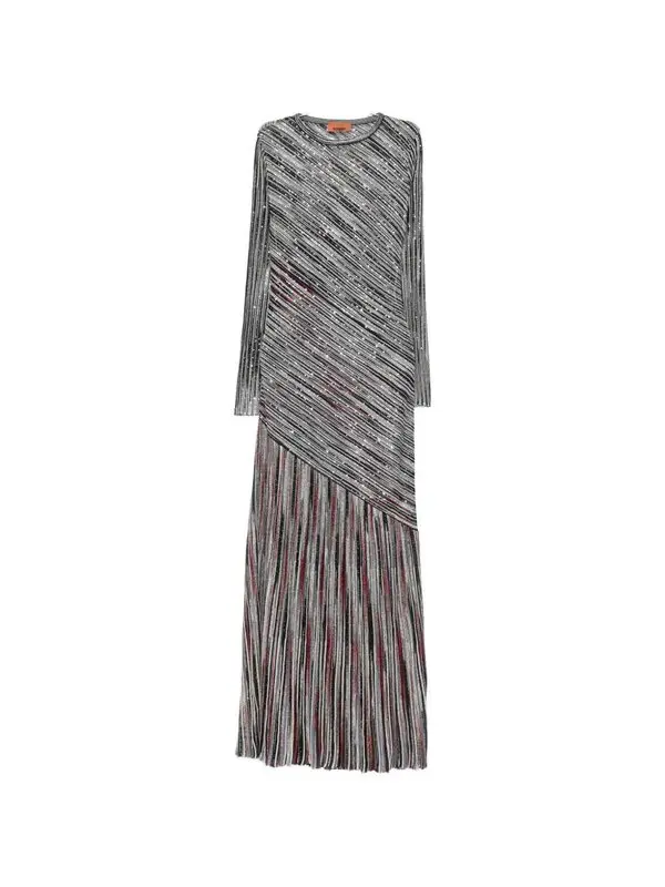 Missoni Long Striped Dress Embellished With Sequins - Multi