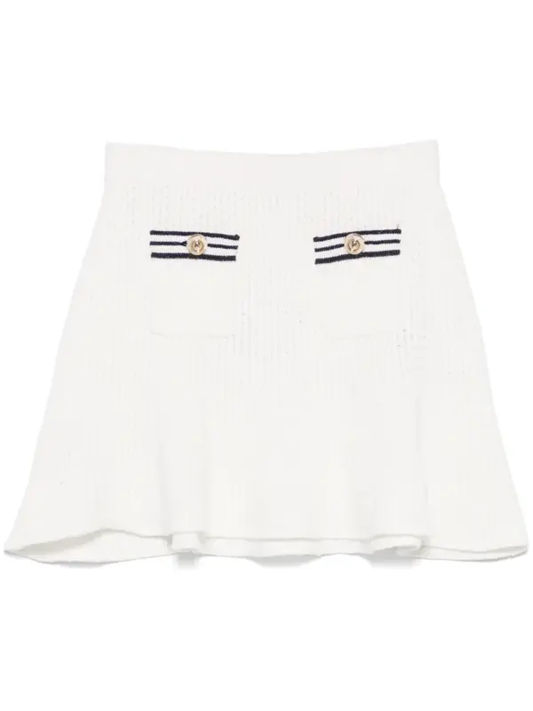 SELF-PORTRAIT Knitted Mini Skirt - White
