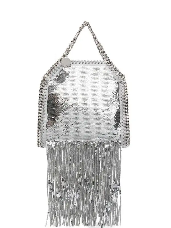 Stella McCartney Falabella Mini Tote Bag With Fringe - Metallic