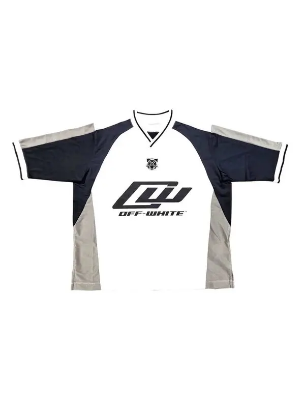 Off-White V-neck T-shirt With Logo Print - White