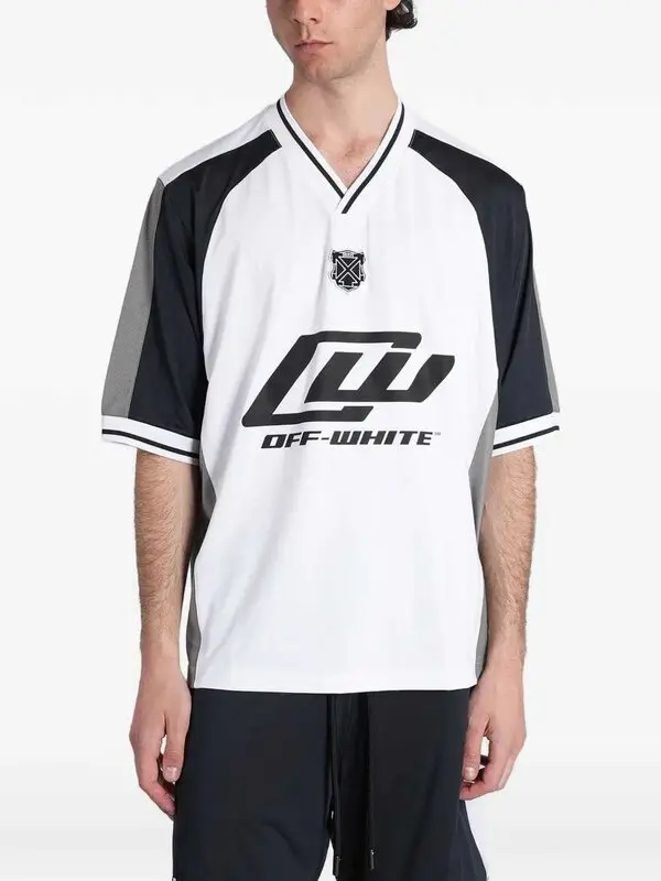 Off-White V-neck T-shirt With Logo Print
