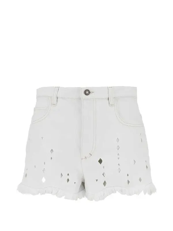MARANT Shorts With Frayed Hem And Cutouts - White