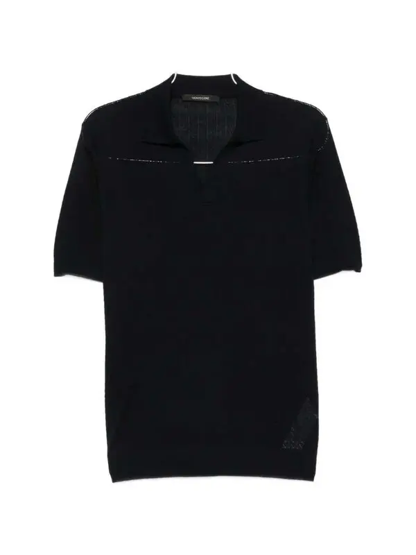 MONTECORE V-neck Knit T-shirt - Blue