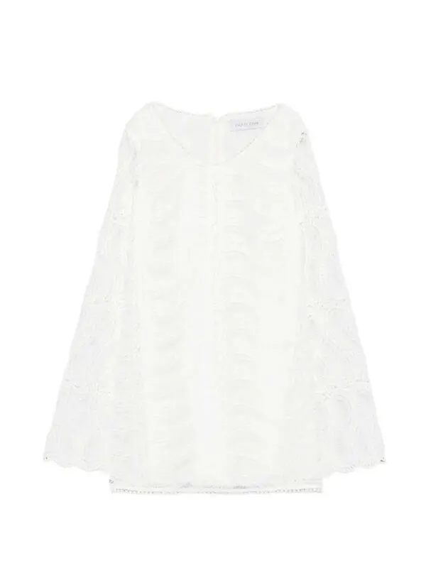 Raquel Diniz Maty V-neck Dress With Wavy Lace - White