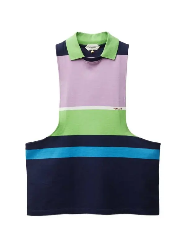 Versace Embroidered Striped Tank Top - Multi